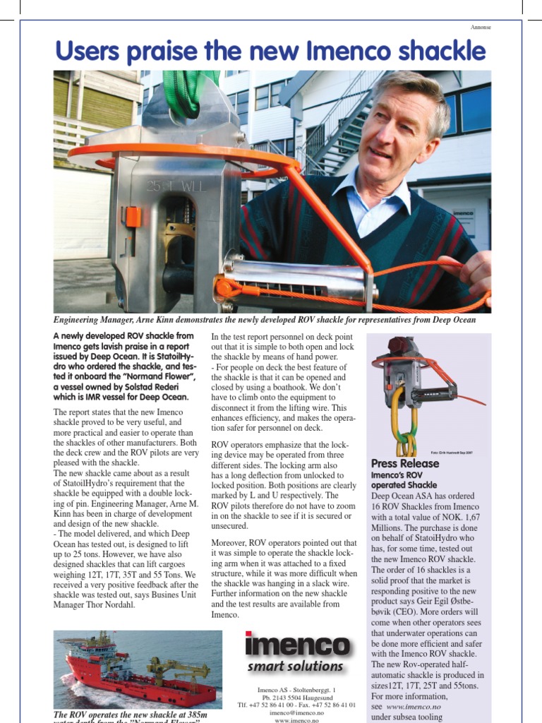 Imenco Shackle | PDF | Subsea (Technology)