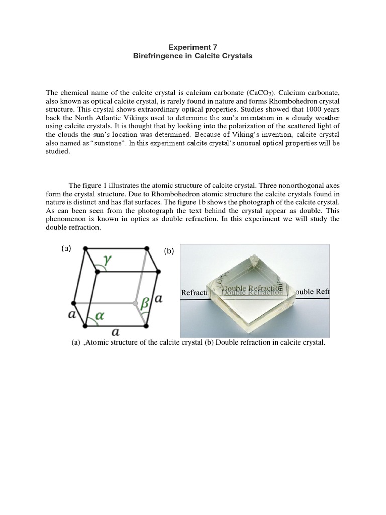 Exp7 Calcite Crystal | PDF | Polarization (Waves) | Refractive Index