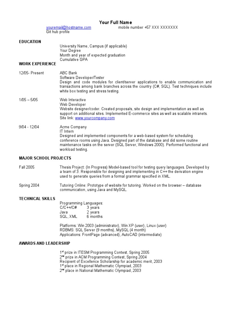 Your Full Name: Education | PDF | Computers