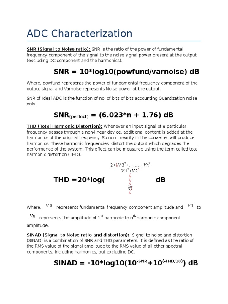 Adc Characterisation | PDF | Signal To Noise Ratio | Analog To Digital ...