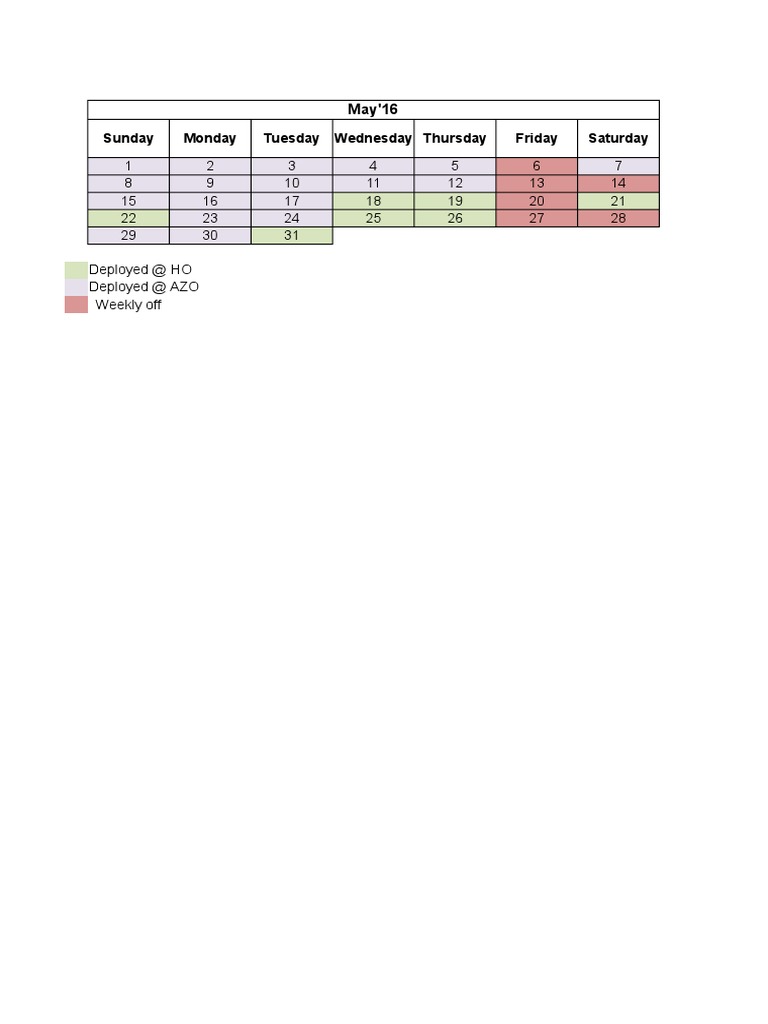 Deployment & Off Days Schedule | PDF