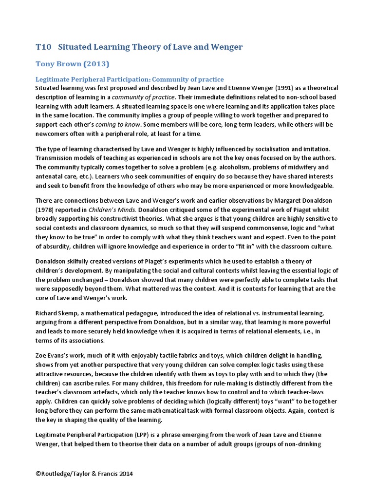 Situated Learning - Review | PDF | Learning | Communication