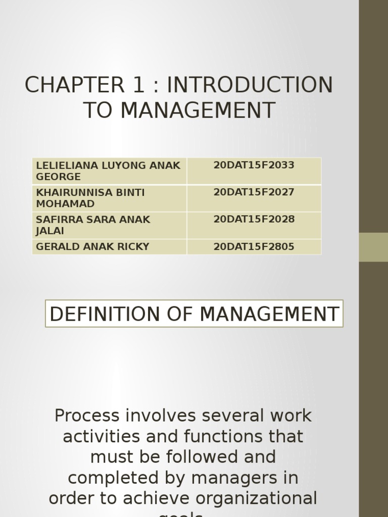 Chapter 1: Introduction To Management | PDF