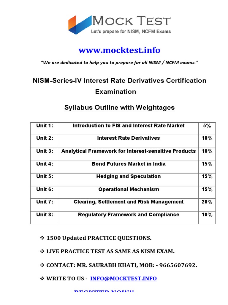 NISM Series IV Interest Rate Derivatives