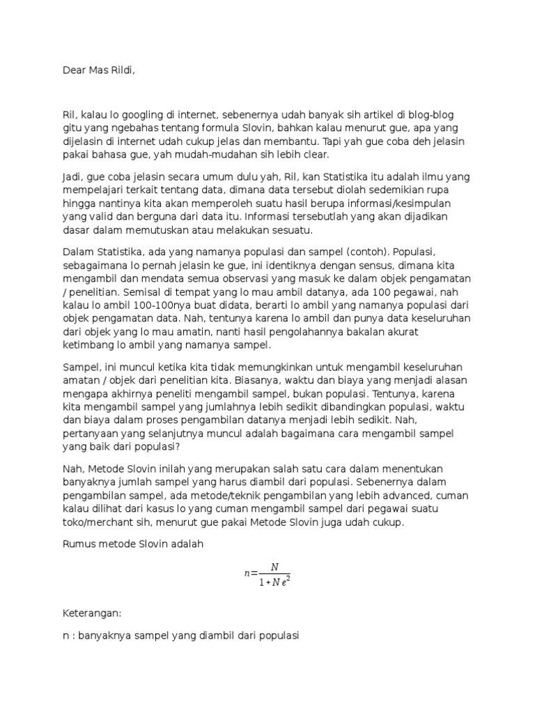 Slovin Method | PDF