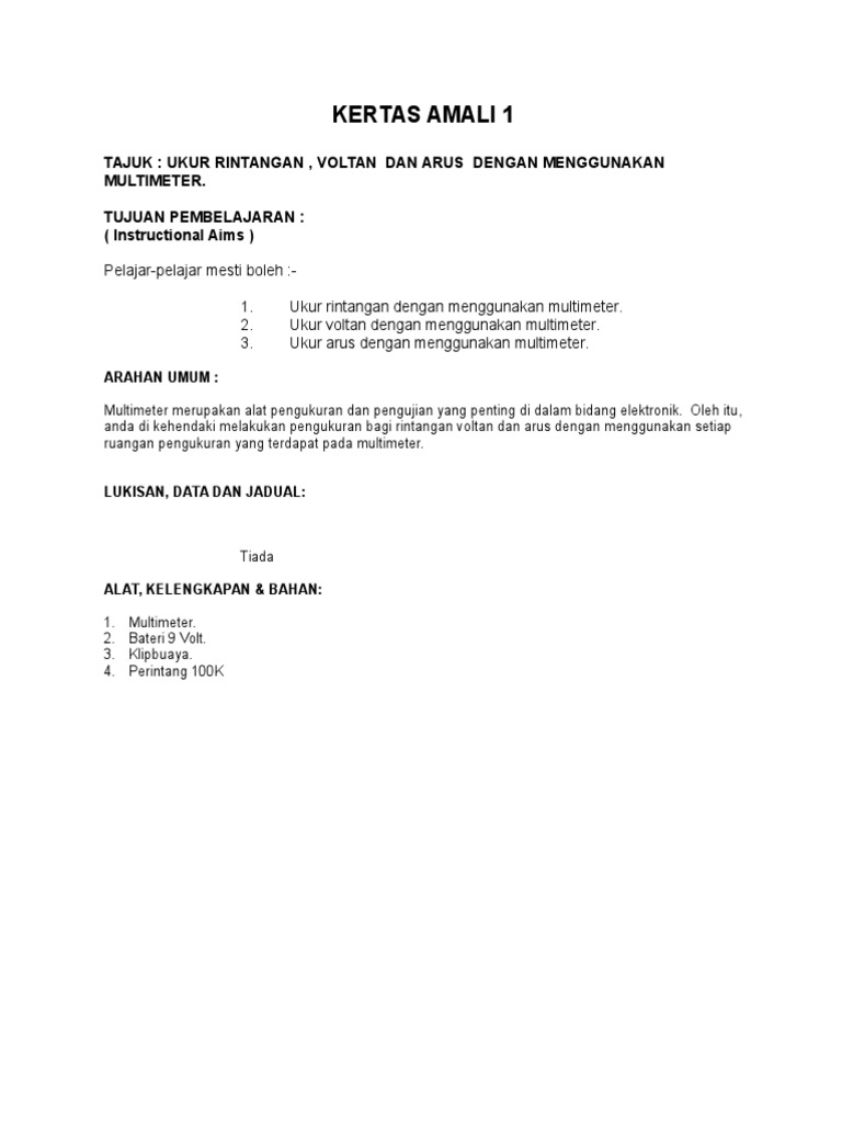 Kertas Amali 1 | PDF