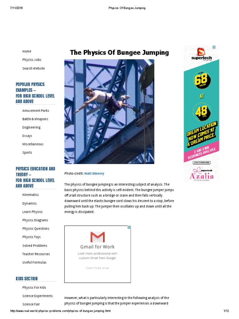 Physics of Bungee Jumping | PDF | Mass | Collision