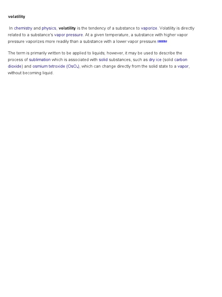 Understanding Volatility in Chemistry | PDF | Philosophy | Science ...