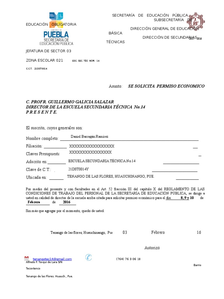 Oficio Permiso Economico | PDF