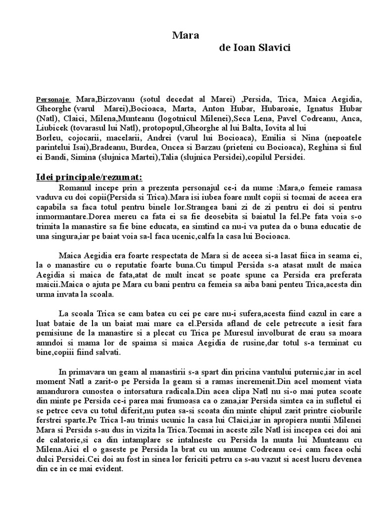 Mara de Ioan Slavici | PDF