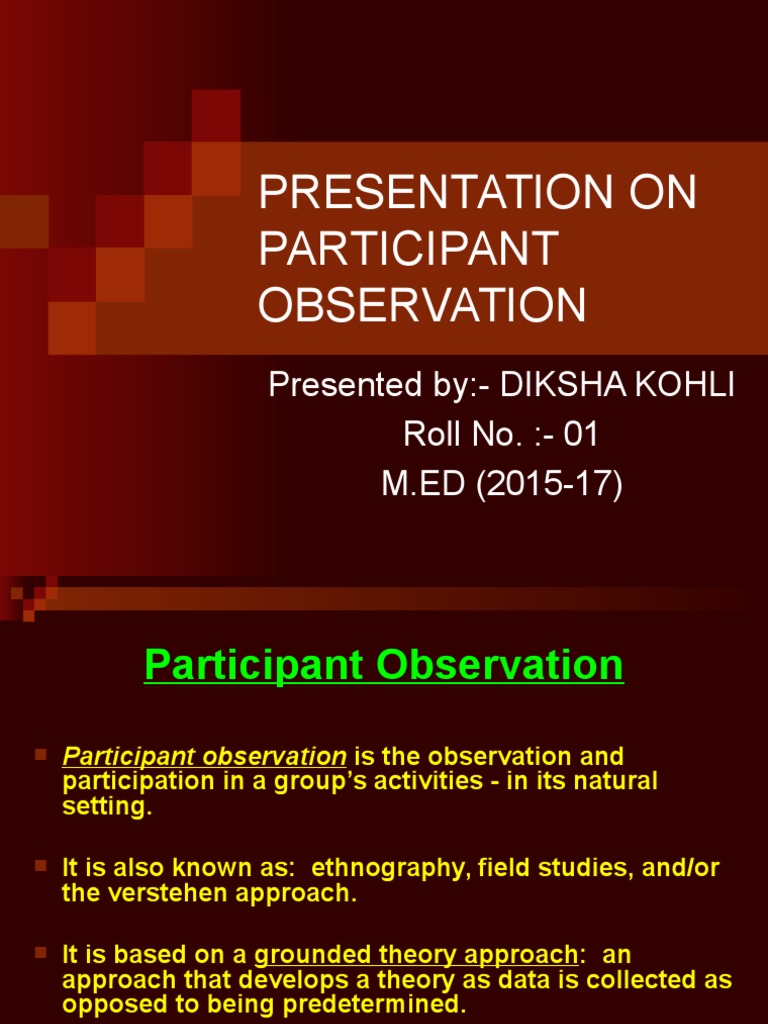 Participant Observation Guide | PDF | Observation | Field Research