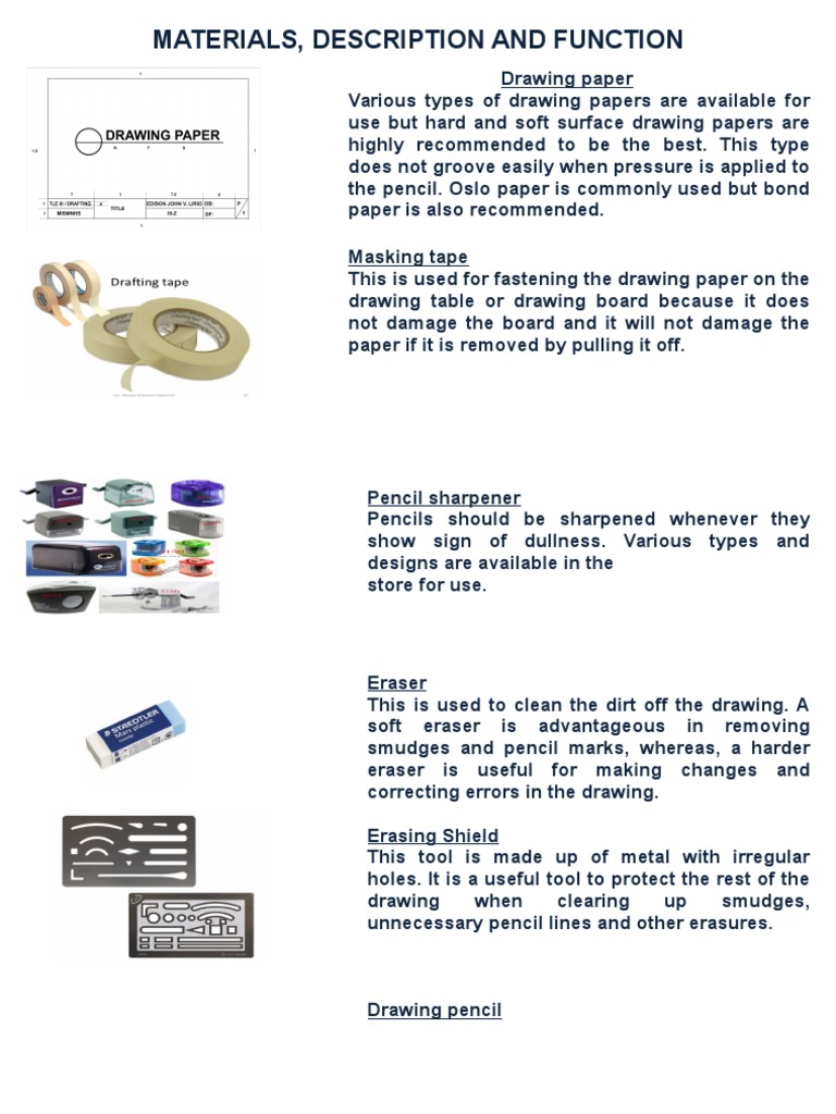 Drafting Tools and Materials | PDF | Pencil | Triangle