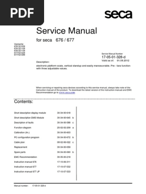 Seca Weighing Scale 767 Service Manual - lasopatattoo