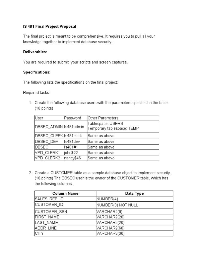 IS481 Final Project Proposal | PDF | Table (Database) | Databases