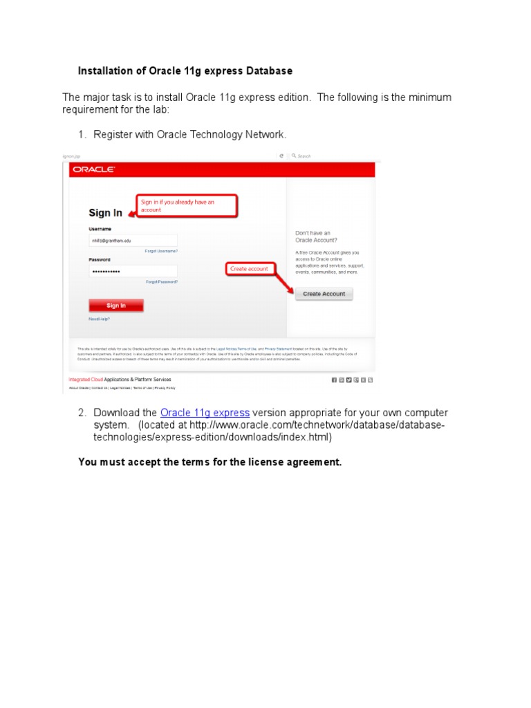 Install Oracle 11g Express | PDF