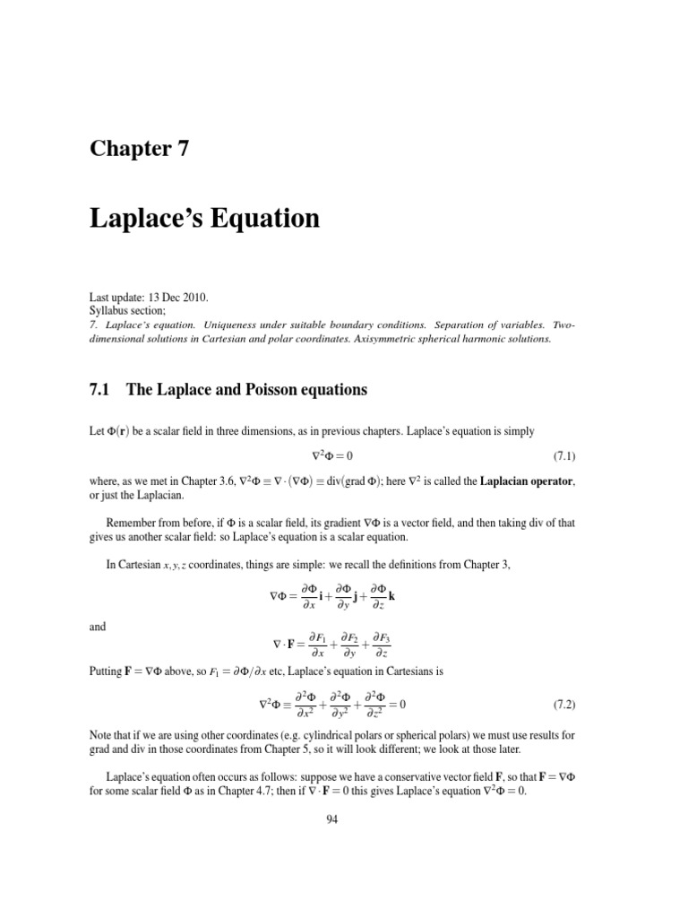 Chapter 7 - Laplace, 2010 | PDF | Partial Differential Equation ...