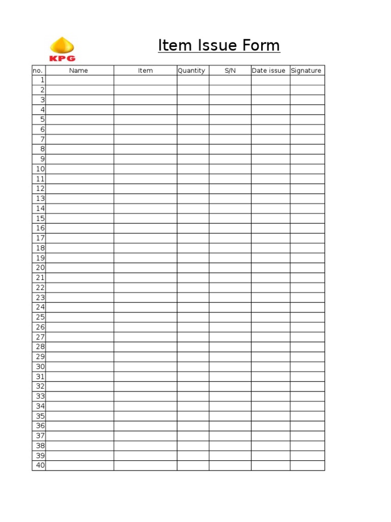 Item Issue and Return Form Template | PDF | Games & Activities