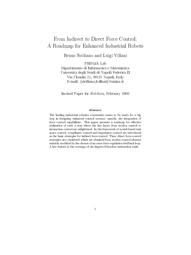 From Indirect To Direct Force Control: A Roadmap For Enhanced ...