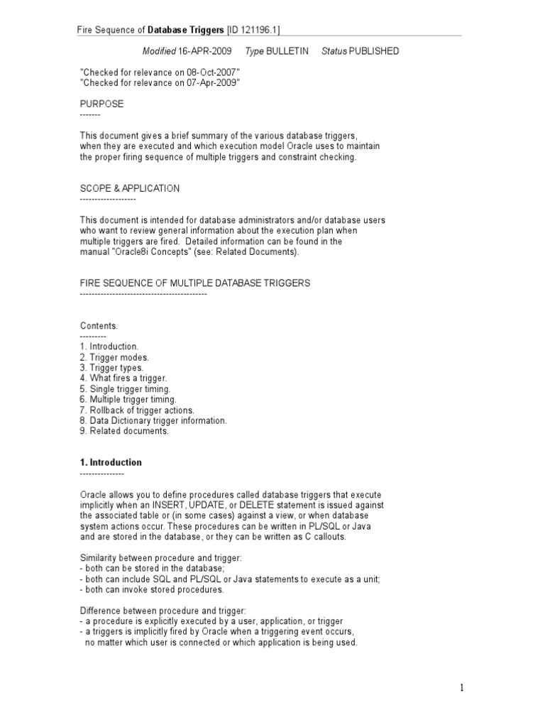 Database Triggers-Metalink | PDF | Oracle Database | Databases
