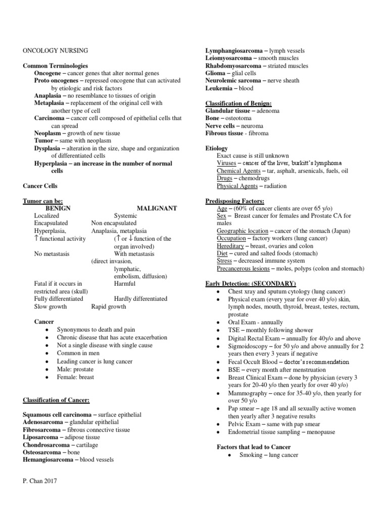 Oncology Nursing Terminology and Care | PDF