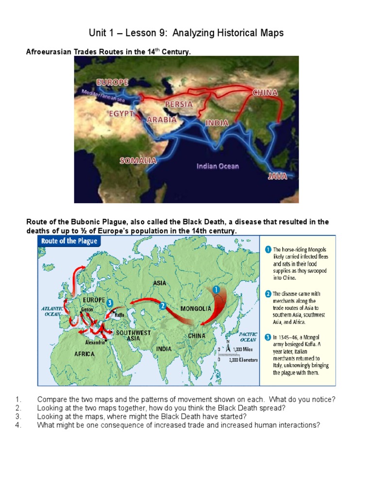 Historical Maps: Trade & Plague Paths | PDF | Social Science | History
