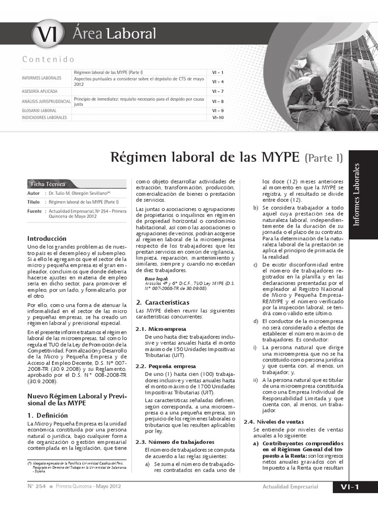 Mype 1 PDF | PDF | Derecho laboral | Impuesto sobre la renta
