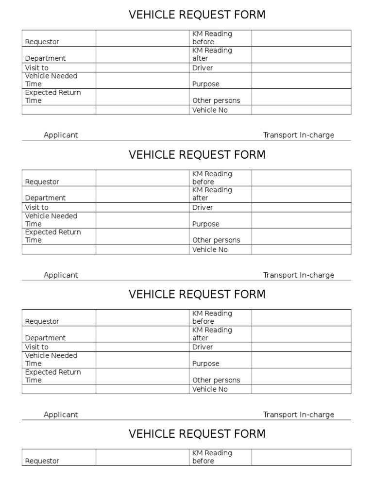 Vehicle Request Form | PDF