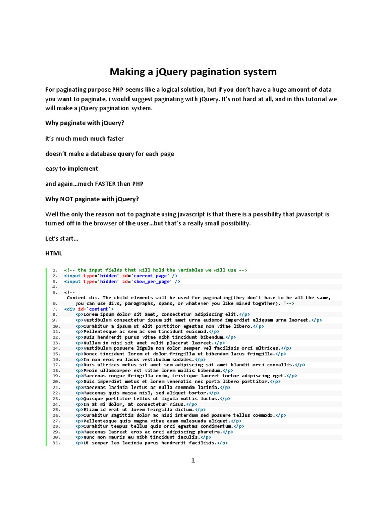 Making A Jquery Pagination System Pdf Java Script J Query