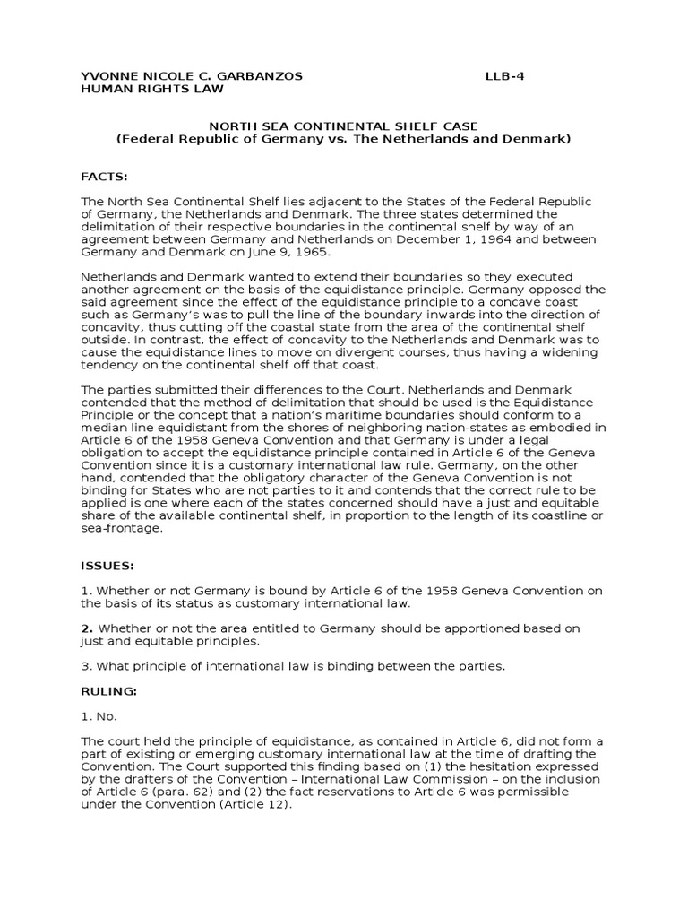 North Sea Continental Shelf Case | Download Free PDF | Public ...