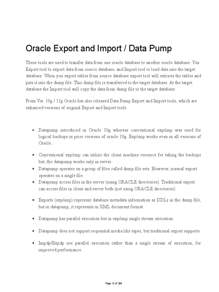Datapump With Examples Pdf Oracle Database Database Index