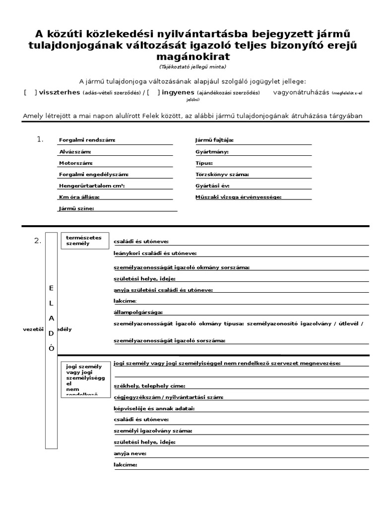 Adasveteli Szerzodes Auto