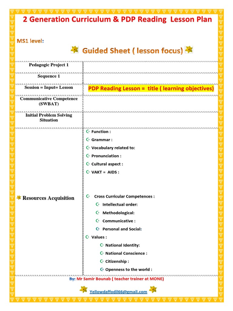 PDP Reading Lesson Plan Framework | PDF | Reading Comprehension ...