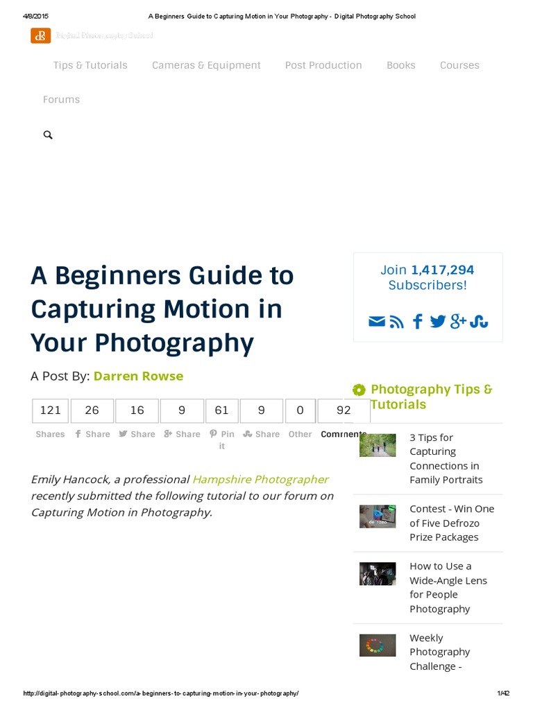 Capture Motion in Photography Guide | PDF | Shutter Speed | Shutter ...