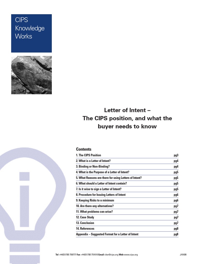 CIPS guide to letters of intent | PDF | Business Law | Justice