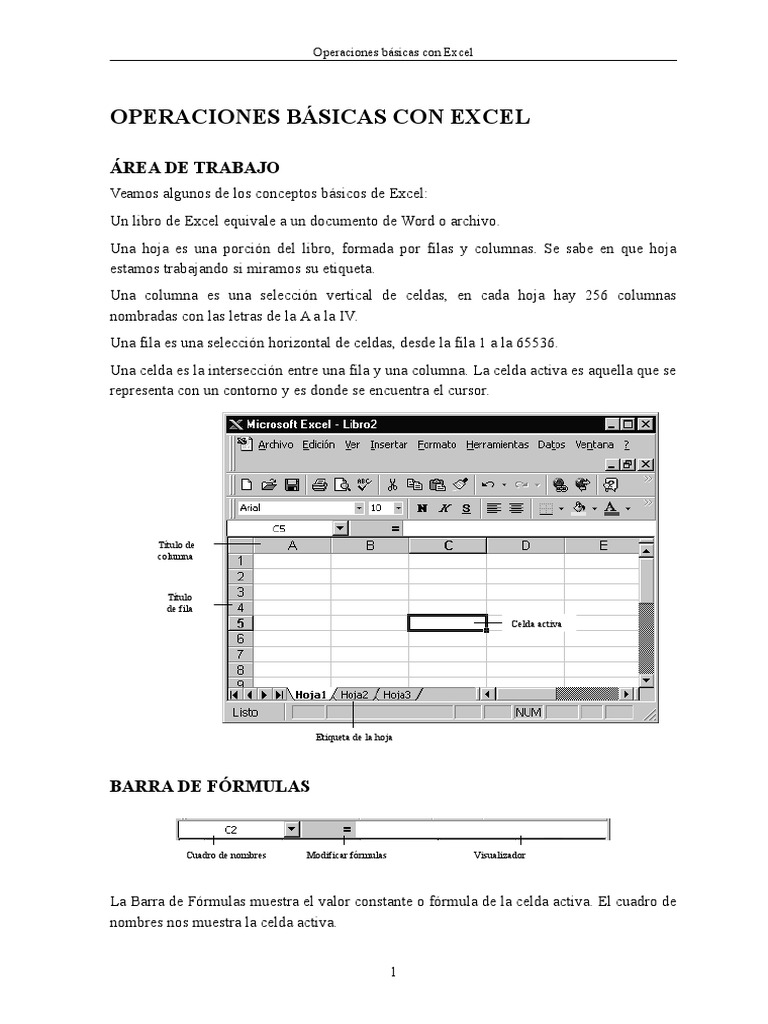 1.-Operaciones Básicas Con Excel | Microsoft Excel | Hoja de cálculo