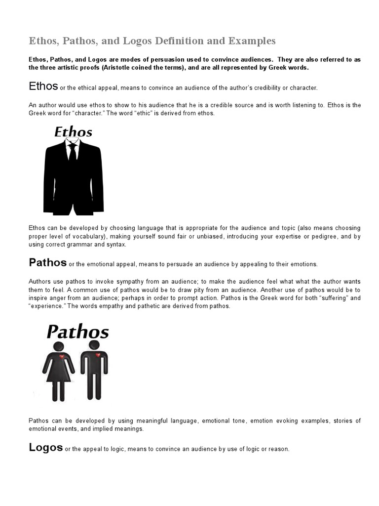 Ethos: Ethos, Pathos, and Logos Definition and Examples | PDF | Logos ...