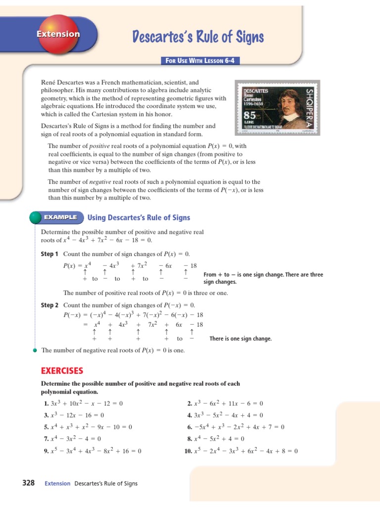 Descartes Rule of Signs | PDF | Numbers | Equations