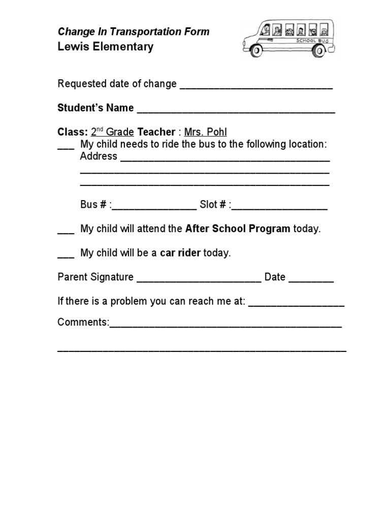 Transportation Change Form 2 1 | PDF