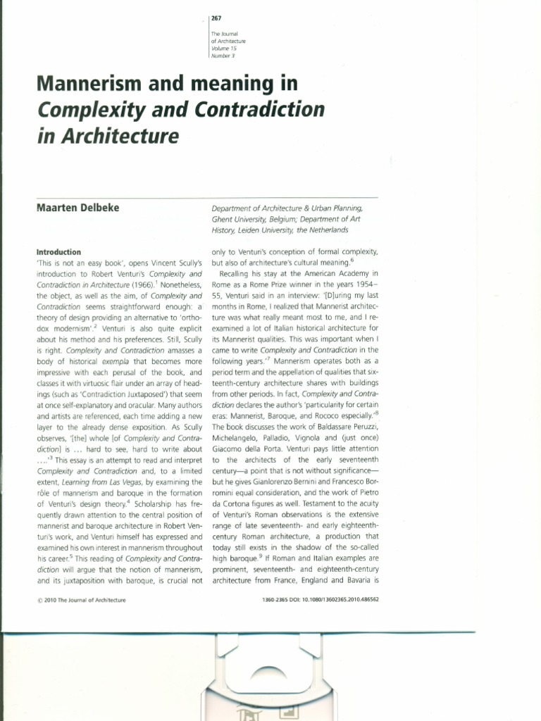 Mannerism and Meaning in Complexity and Contradiction in Architecture ...