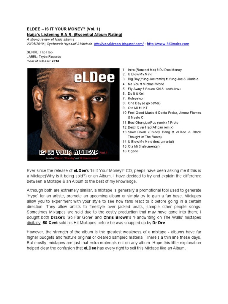 eLDee - Is It Your Money | PDF | Hip Hop Music | Albums
