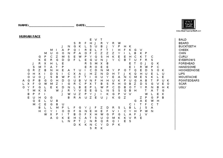 Human Face Word Search | PDF