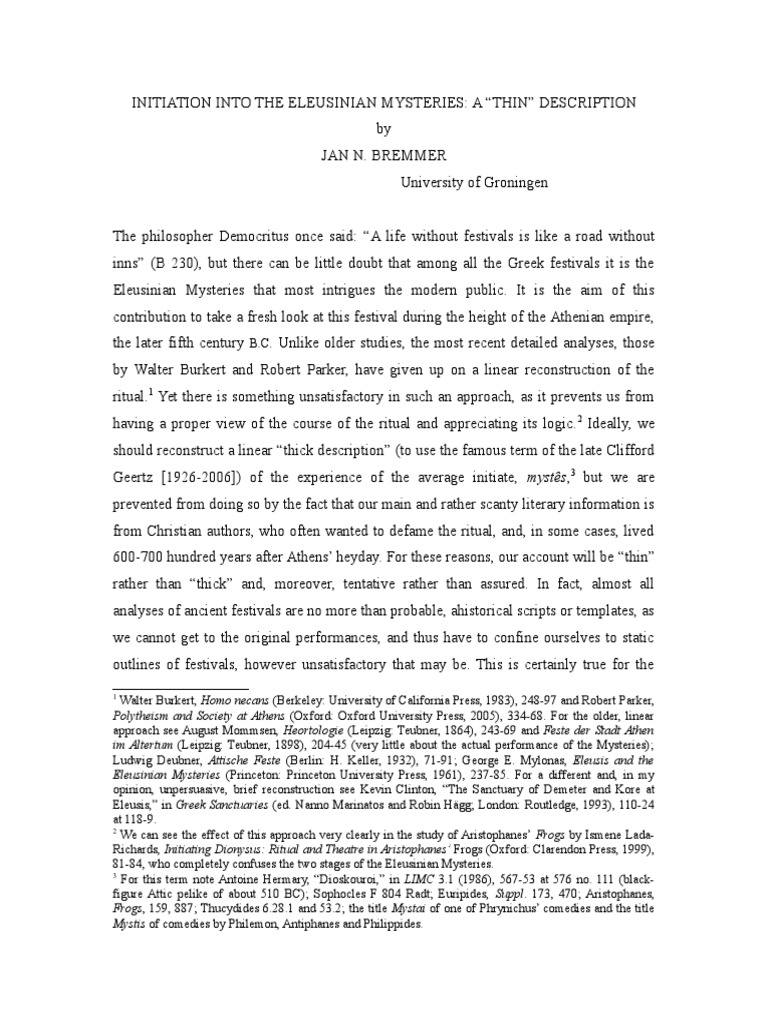 Initiation Into The Eleusinian Mysteries | PDF | Persephone | Ancient ...