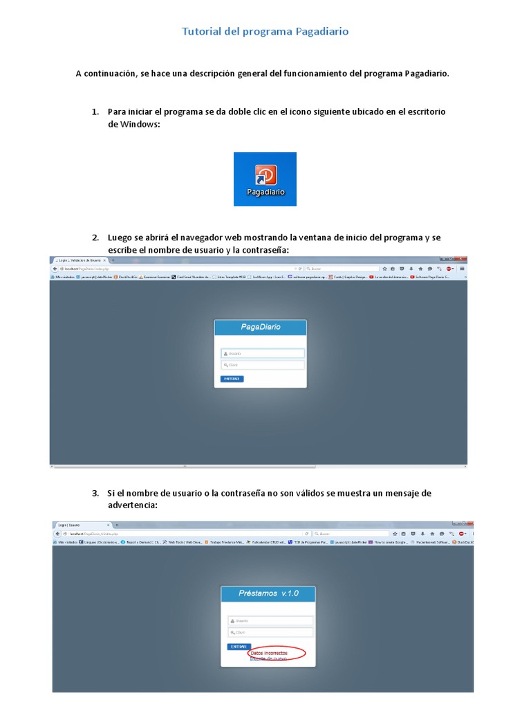 Tutorial Del Programa Pagadiario | PDF | Archivo de computadora | Point and Click