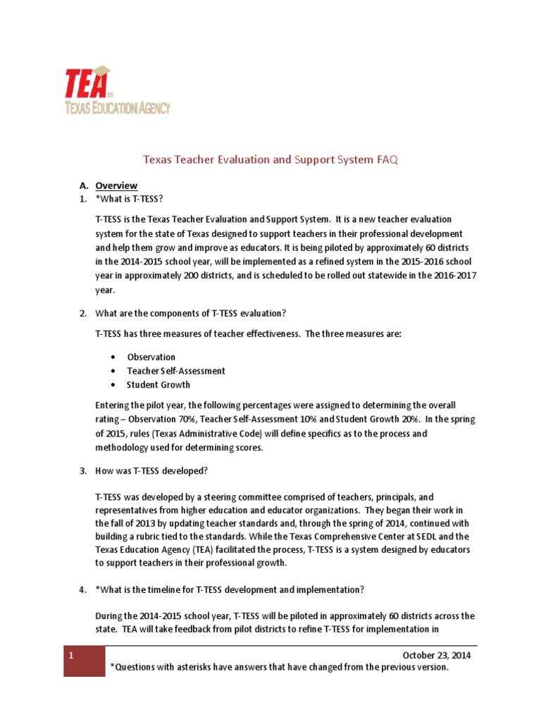 Texas Teacher Evaluation System Overview | PDF | Teachers | Evaluation