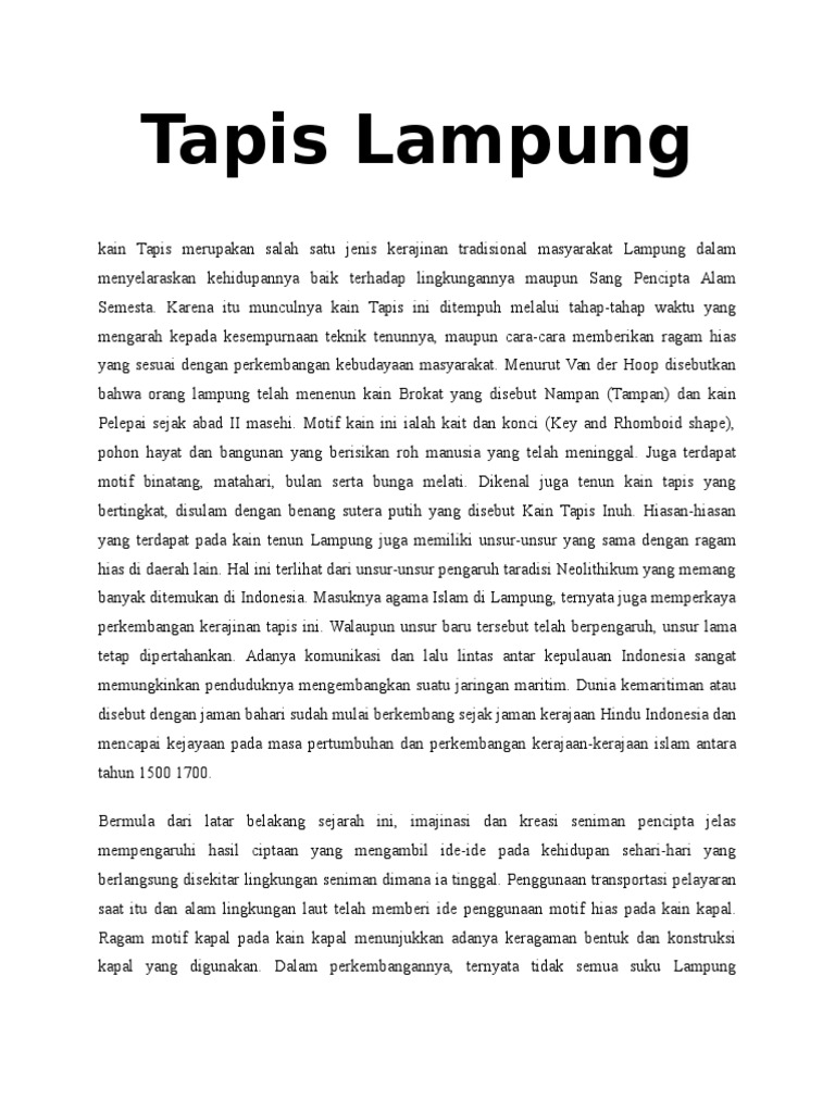 Kain Tapis Lampung | PDF | Griya & Taman