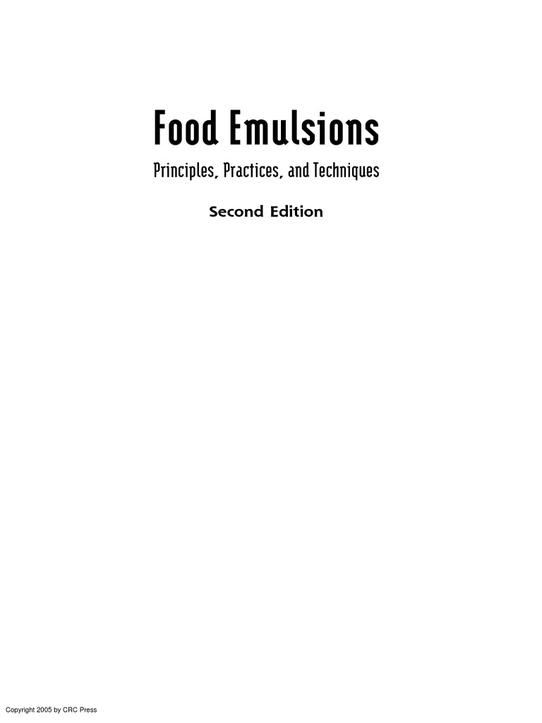Food Emulsions: Principles, Practices, and Techniques | PDF | Emulsion ...
