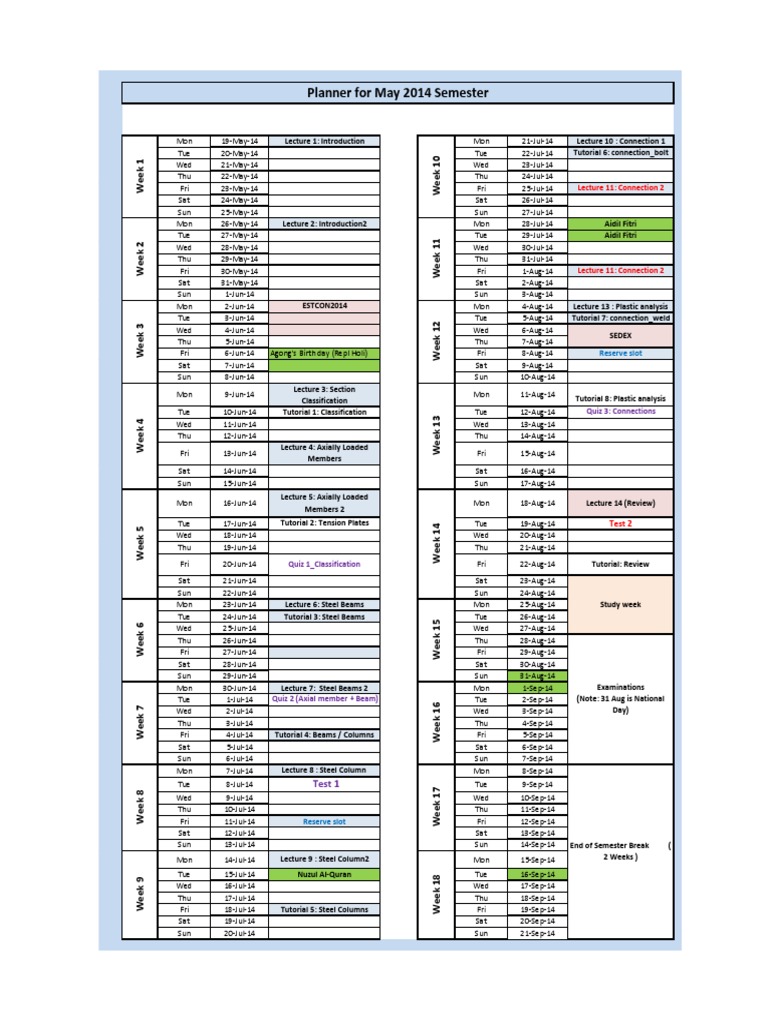 Schedule and Curriculum for Structural Engineering Course Covering ...
