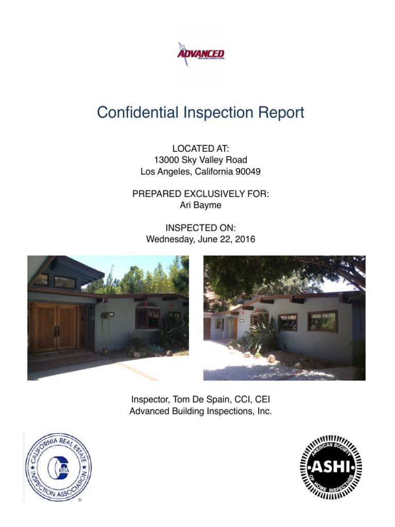 Inspection Report | PDF | Roof | Chimney