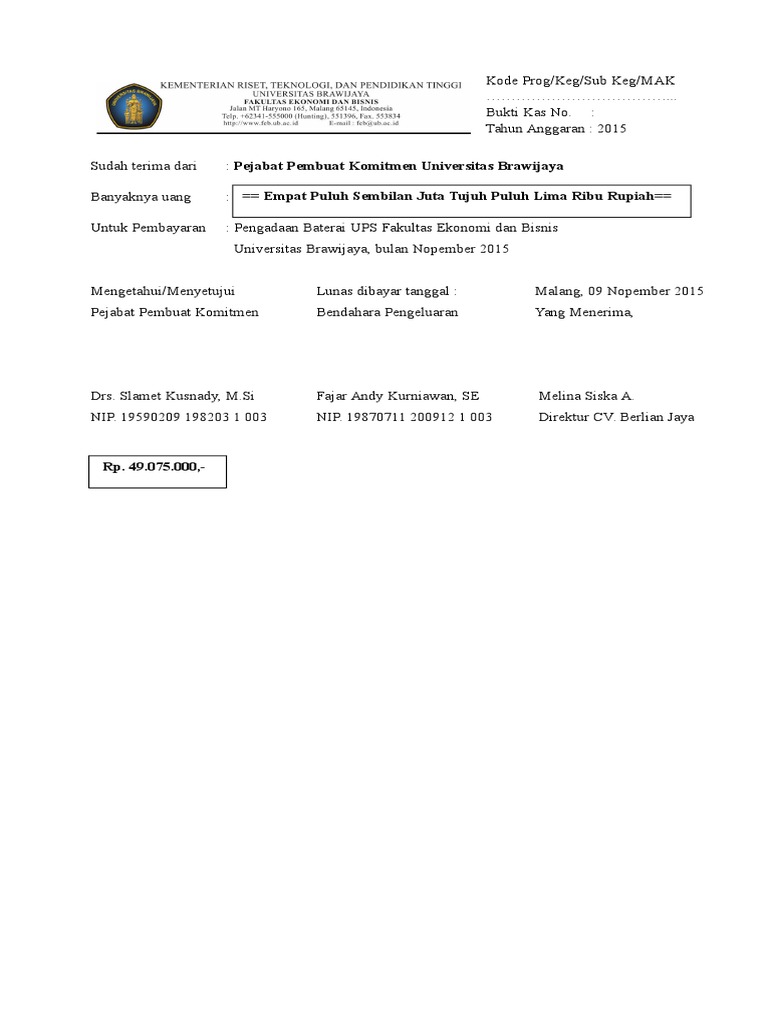 Kwitansi CV. Ananta Boga | PDF