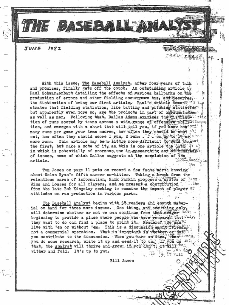 01 Baseball Analyst 1982 06 | PDF | Pitcher | Home Run